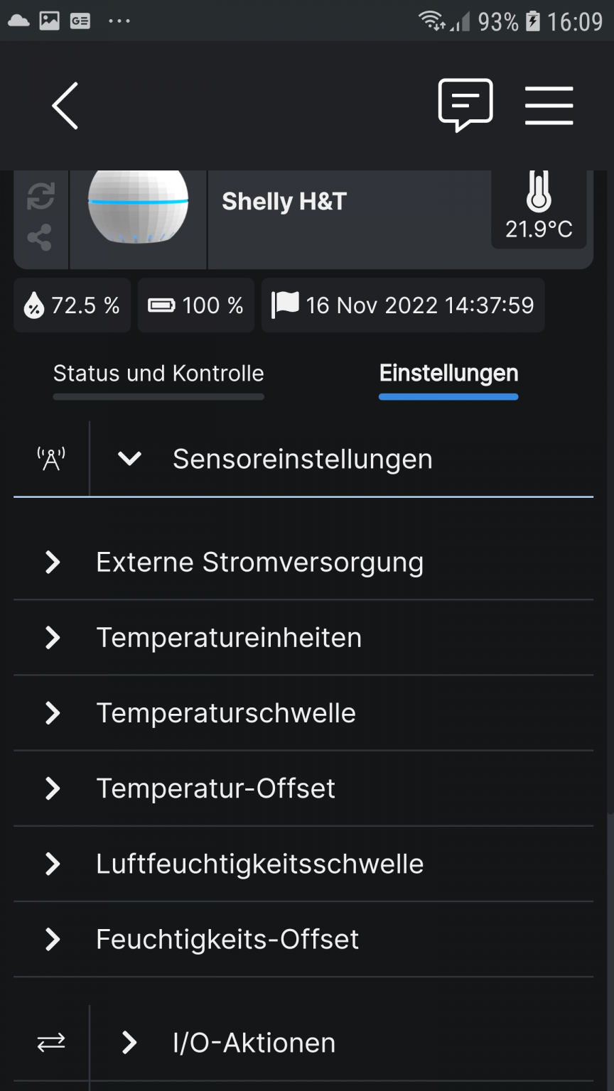 Shelly H&T - Temperatur und Luftfeuchtigkeit messen